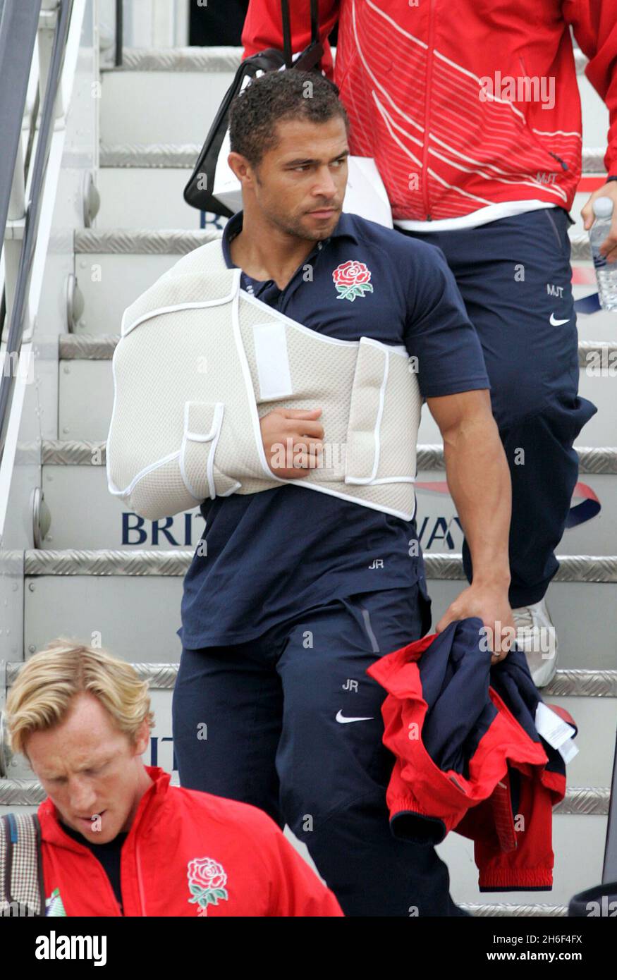 The England Rugby team arrive home at Heathrow after they lost against ...