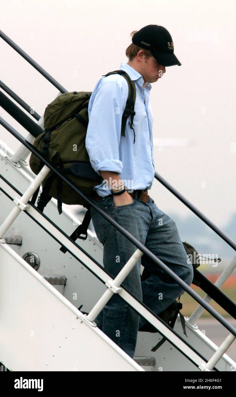 Prince Harry arrives home at Heathrow Airport with the England Rugby ...