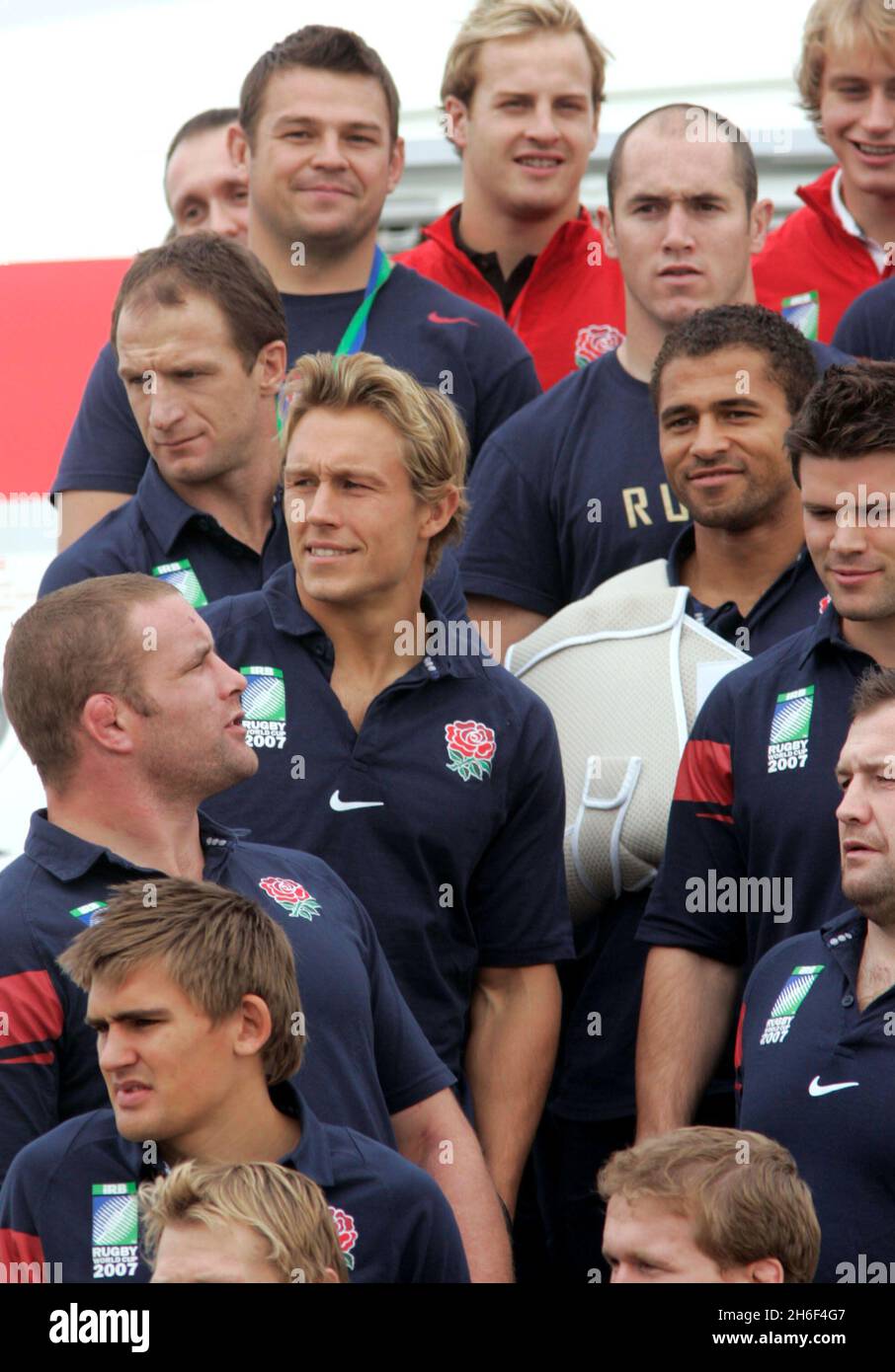 The England Rugby team arrive home at Heathrow after they lost against ...
