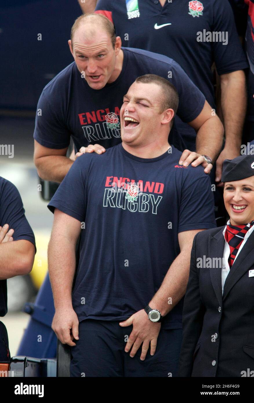 The England Rugby team arrive home at Heathrow after they lost against ...