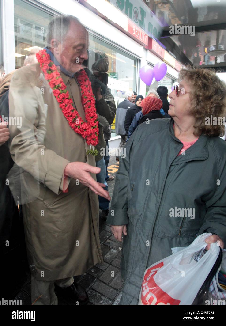 London Mayor Ken Livingstone is pictured as he visits East Ham today ...