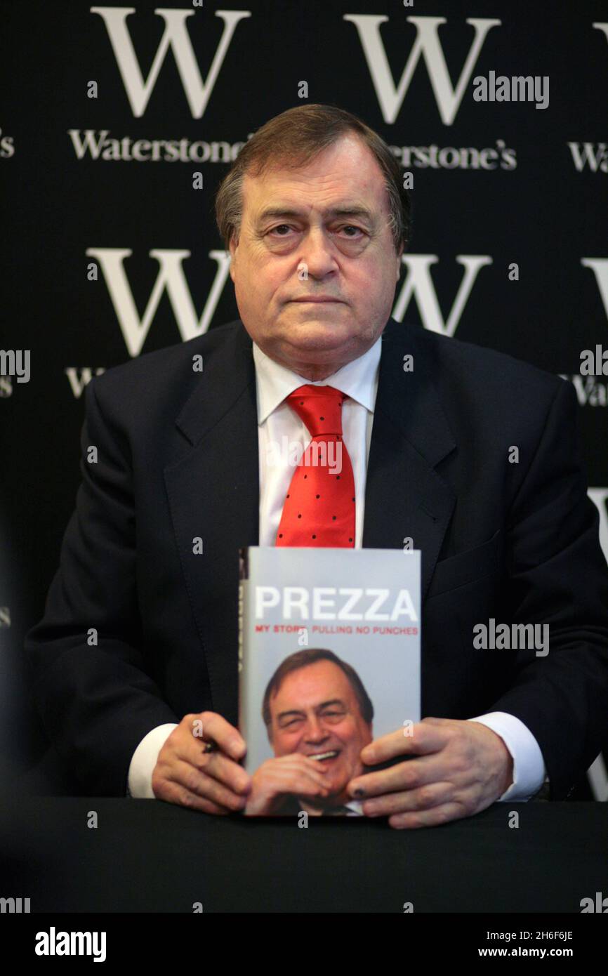 Former deputy Prime Minister John Prescott signs copies of his ...