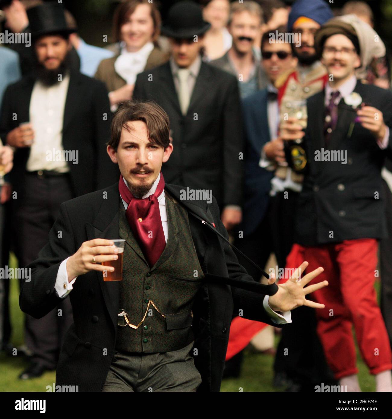 Around 100 chaps gathered on Hampstead Heath, north London to take part ...