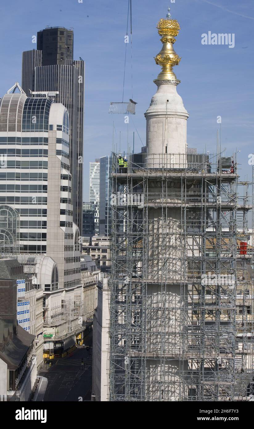A new viewing platform is installed at the top of The Monument in ...