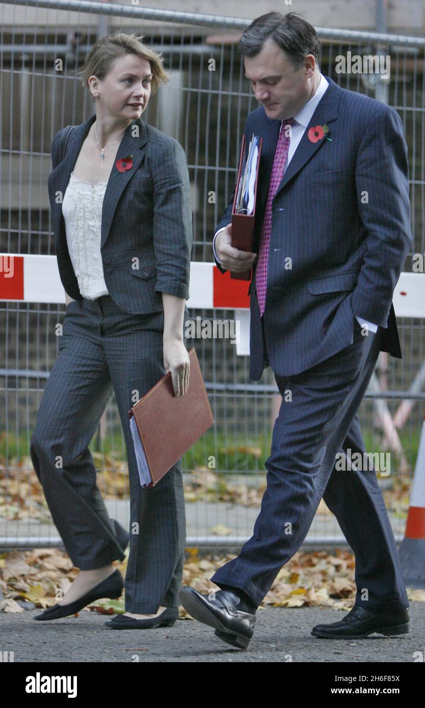 Ed Balls and Yvette Cooper are pictured in Downing Street, central ...