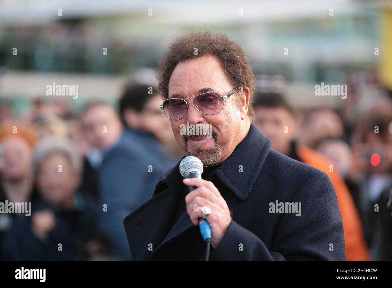 Singer Tom Jones is seen busking on the South Bank for part of BBC2s ...