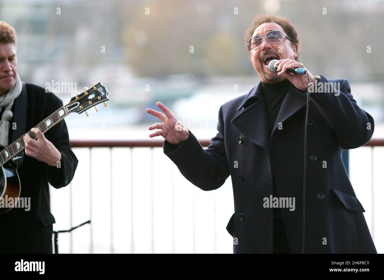 Singer Tom Jones is seen busking on the South Bank for part of BBC2s ...