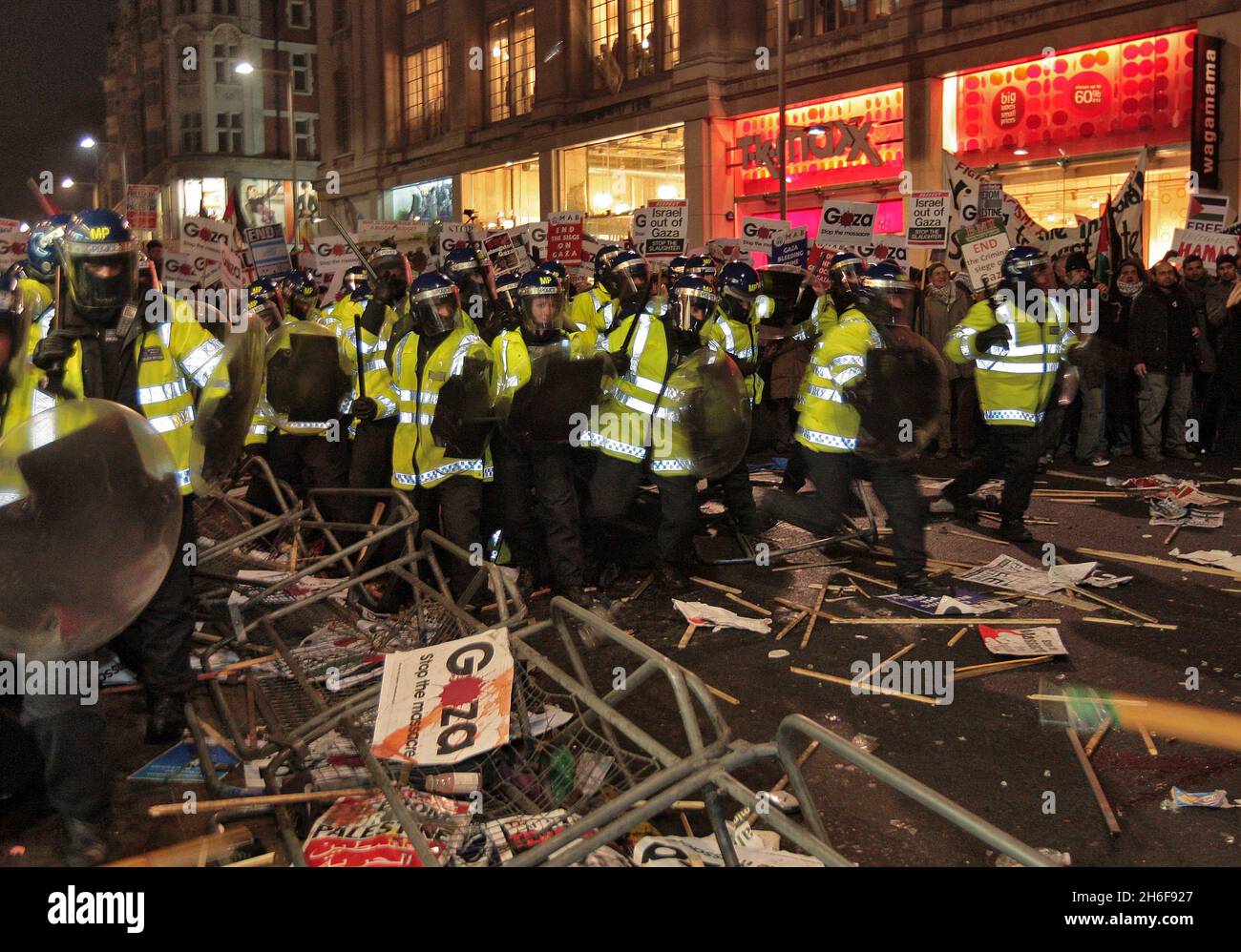 An initially peaceful demonstration ended with a group of protesters ...