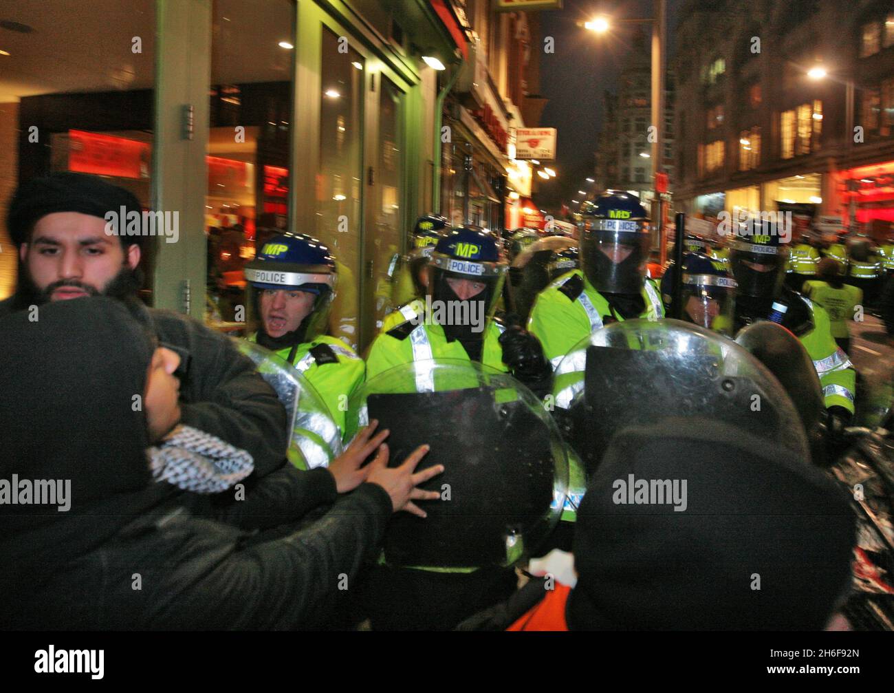 An initially peaceful demonstration ended with a group of protesters ...