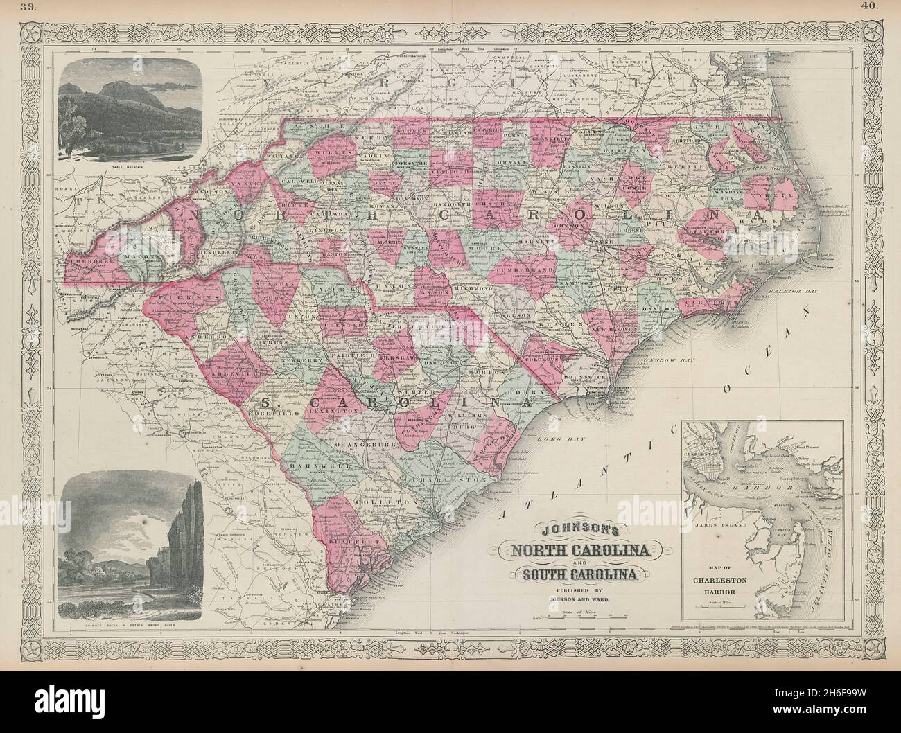 Johnson's North & South Carolina showing counties. Charleston 1865 old ...