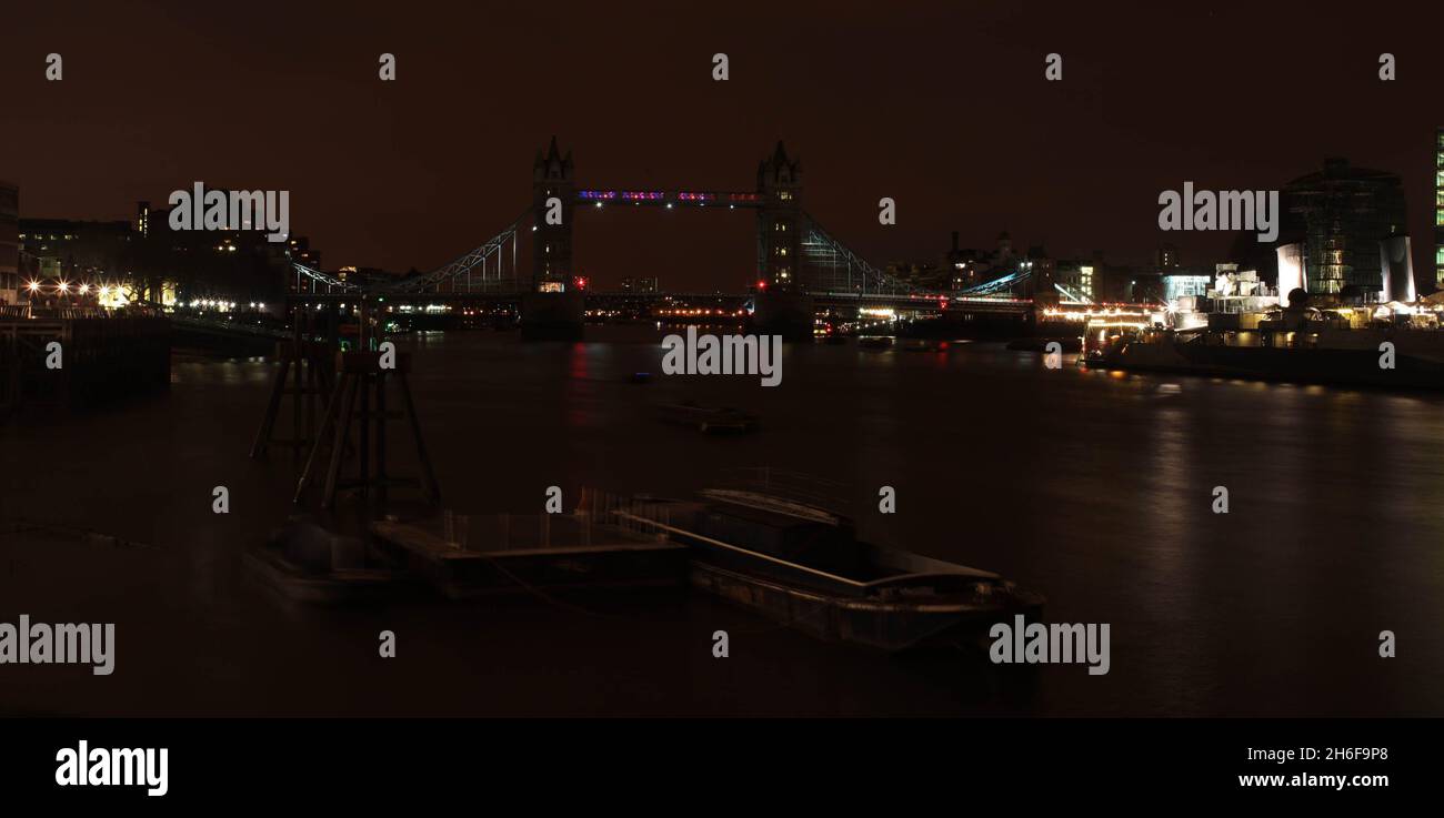 A Blacked out Tower Bridge pictured during a one hour call to action ...