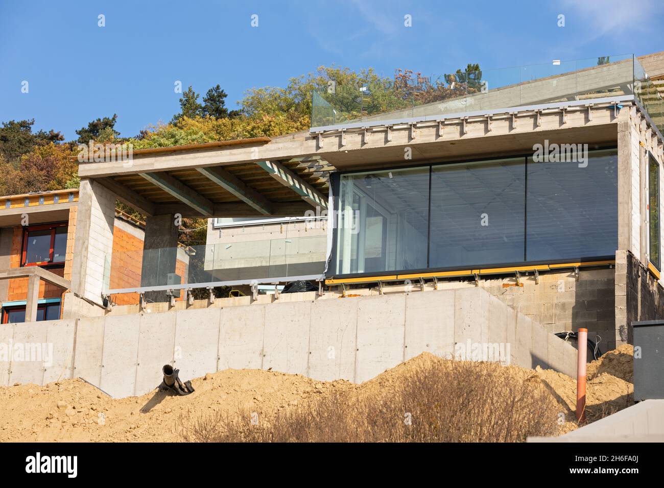 Picture of new house under construction, building area outdoor Stock ...