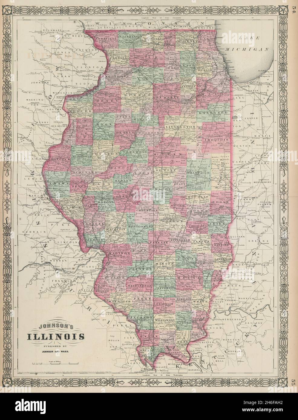Illinois state map old vintage us hi-res stock photography and images - Alamy