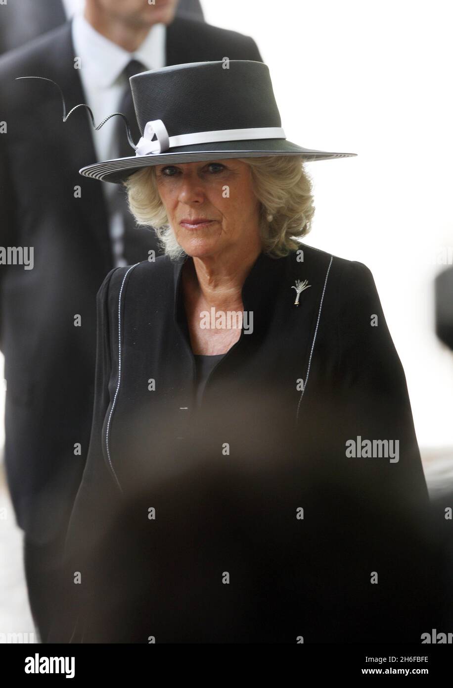 Camilla, The Duchess of Cornwall arrives at the funeral of Lieutenant ...