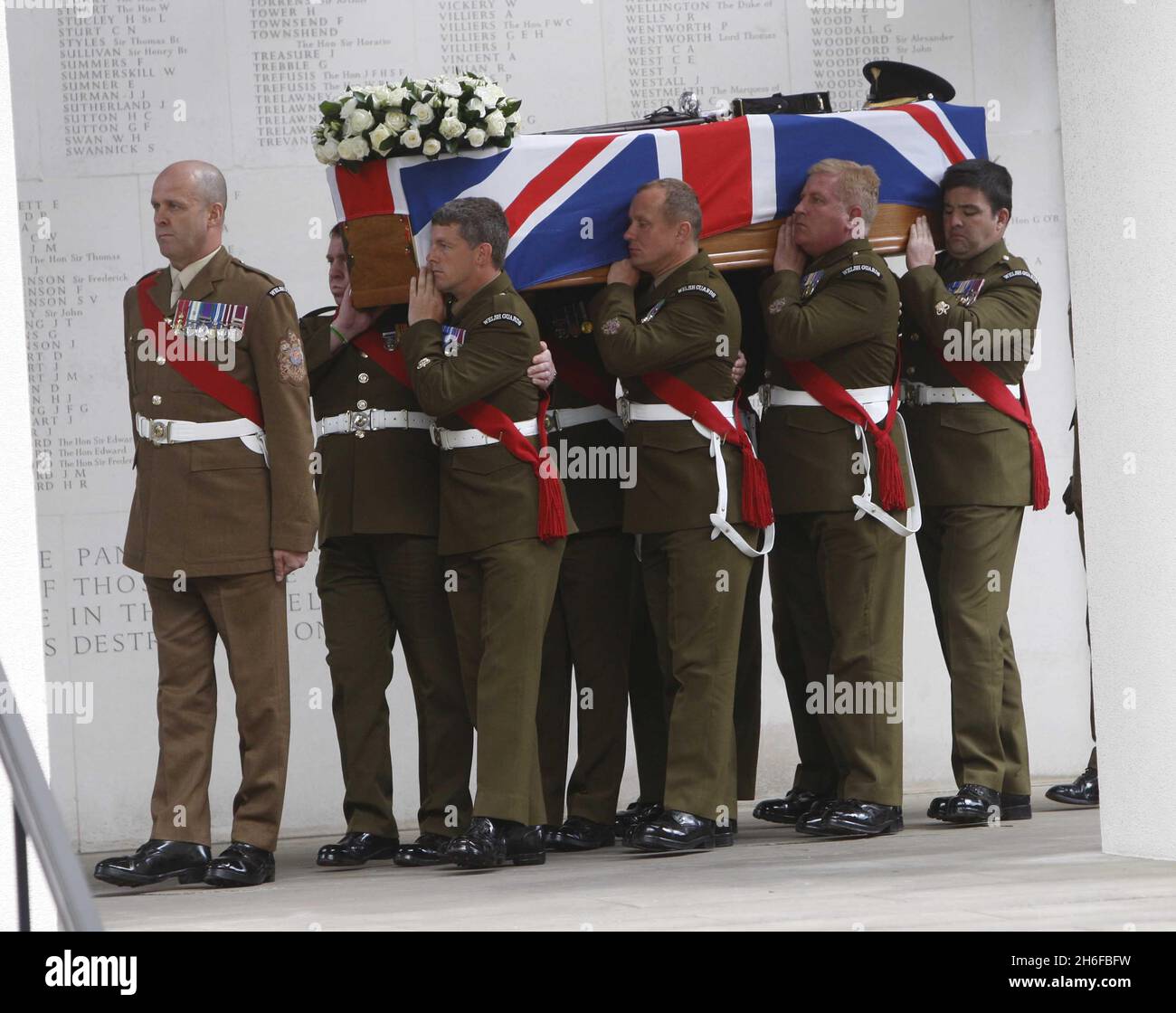 The coffin of Lieutenant Colonel Rupert Thorneloe who was killed in ...