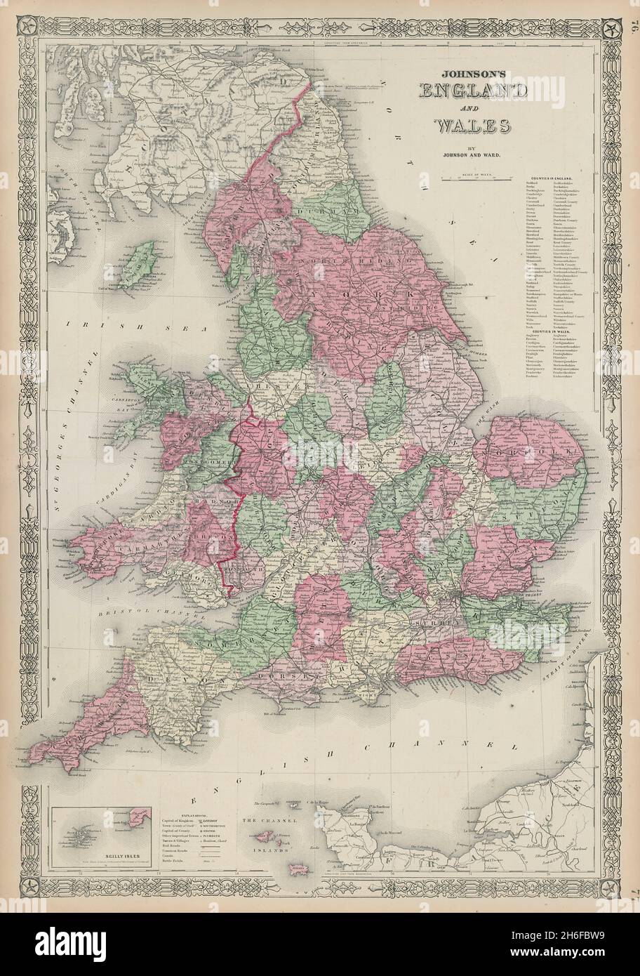 Johnson's England and Wales in counties 1865 old antique map plan chart ...