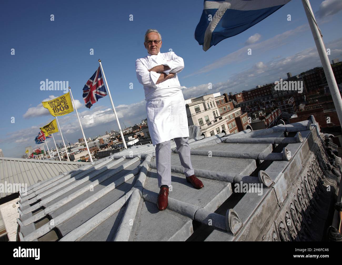Chef Pierre Koffmann on the roof of Selfridges, London Stock Photo - Alamy