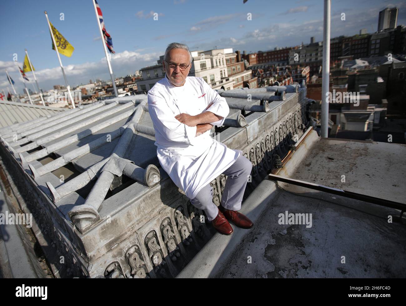 Chef Pierre Koffmann on the roof of Selfridges, London Stock Photo - Alamy