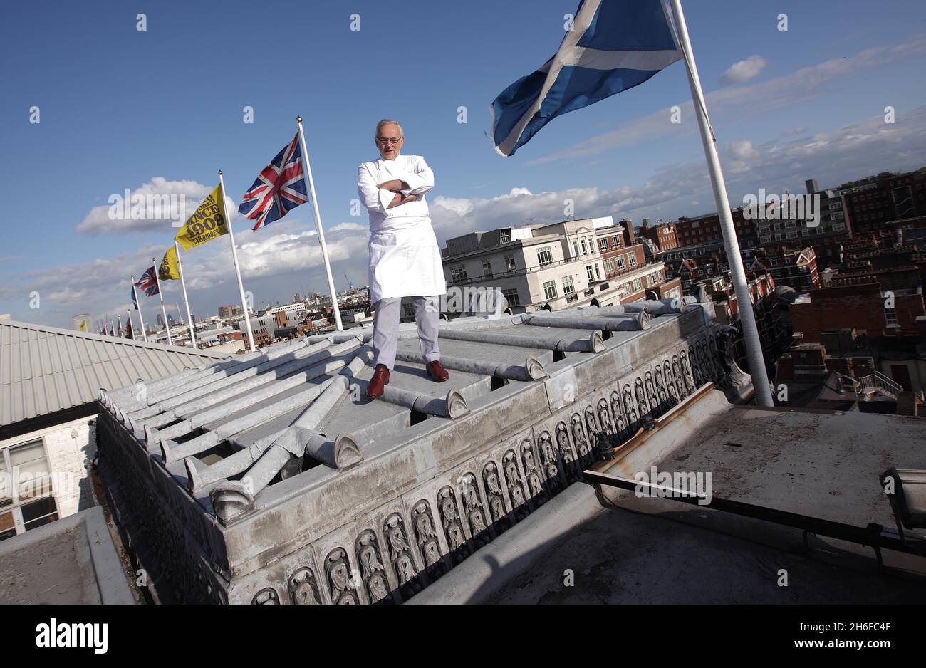 Chef Pierre Koffmann on the roof of Selfridges, London Stock Photo - Alamy