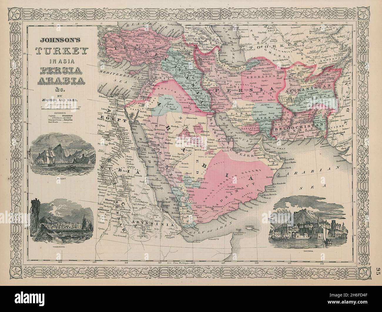 Johnson's Turkey In Asia, Persia, Arabia &c. Middle East 1865 old ...