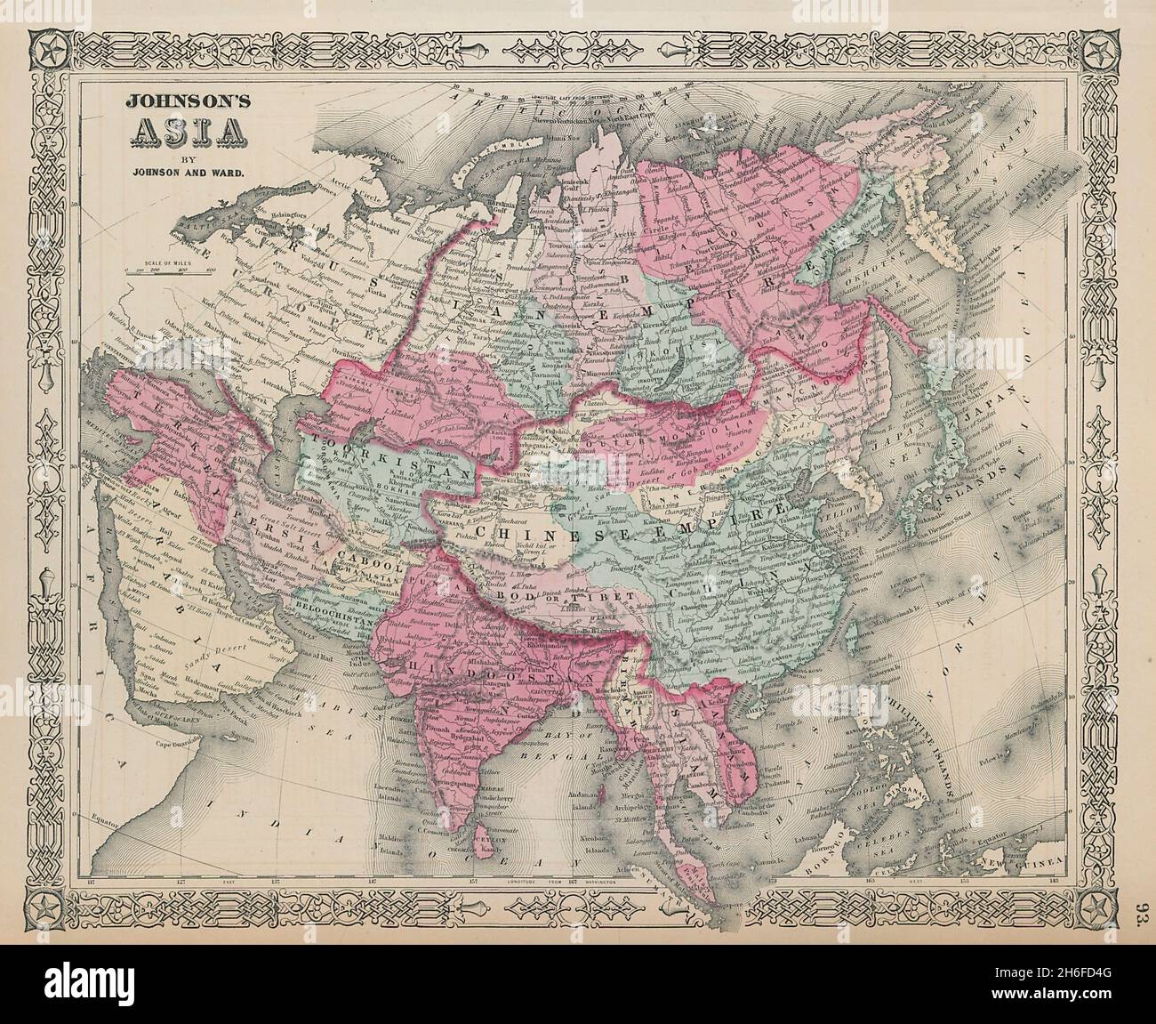 Johnson's Asia. Bod or Tibet. Toorkistan Cabool Birmah Persia Corea ...