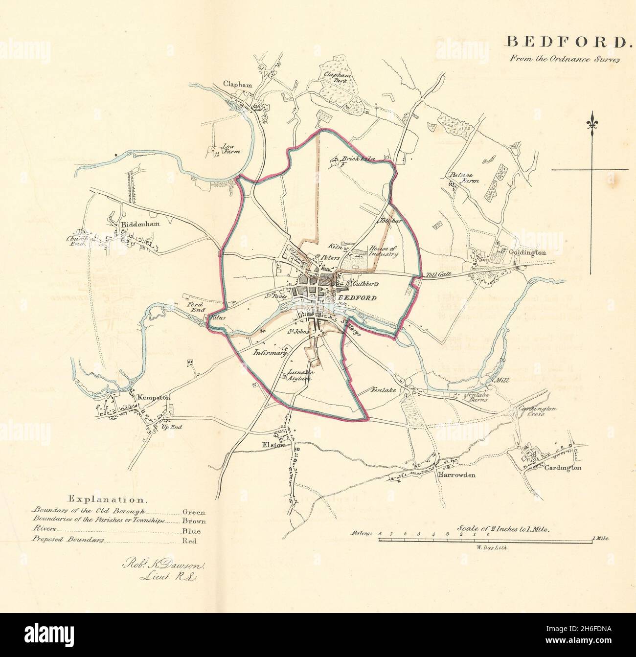 BEDFORD borough/town plan. REFORM ACT. Bedfordshire. DAWSON 1832 old ...