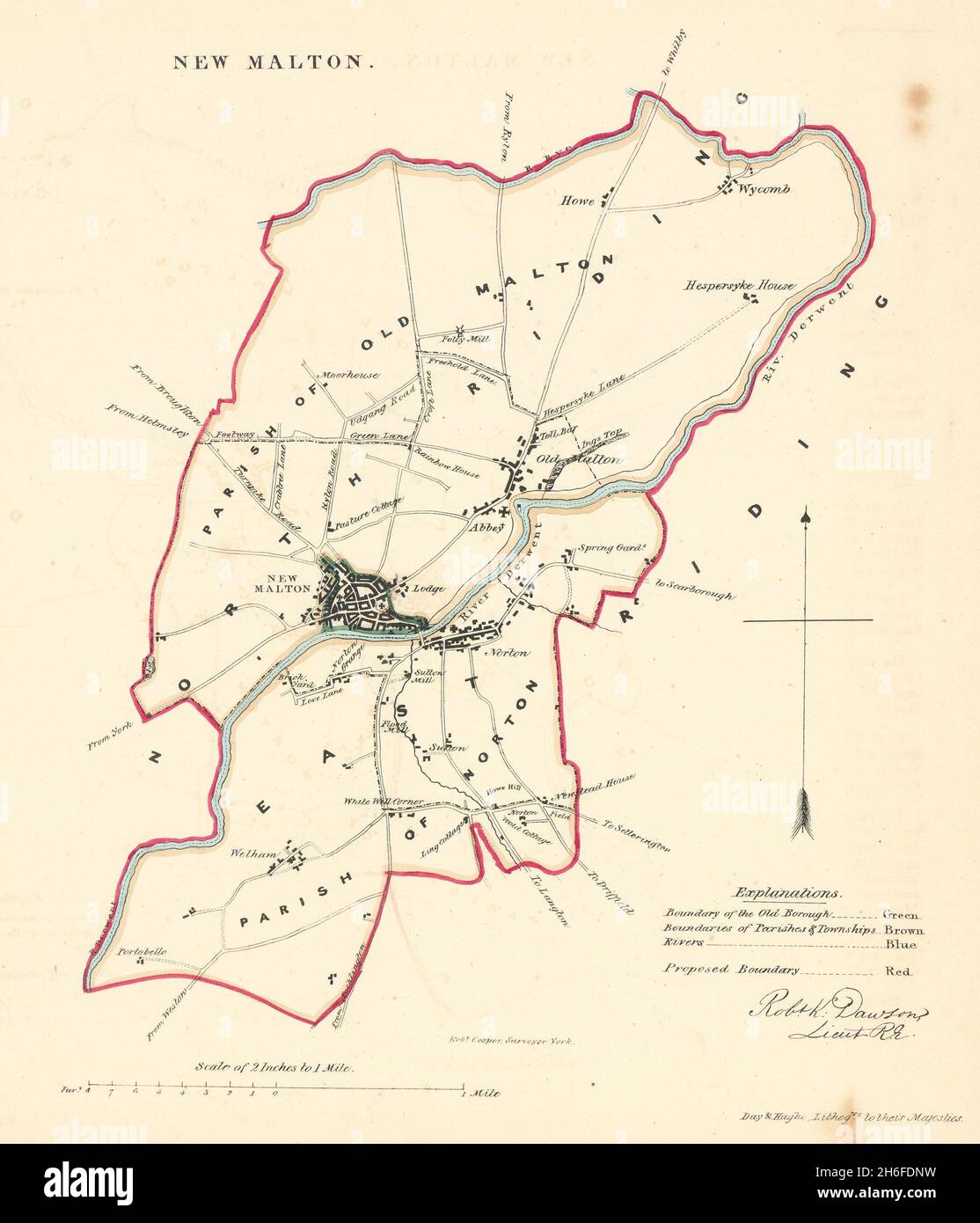 NEW MALTON borough/town plan. REFORM ACT. Norton. Yorkshire. DAWSON ...