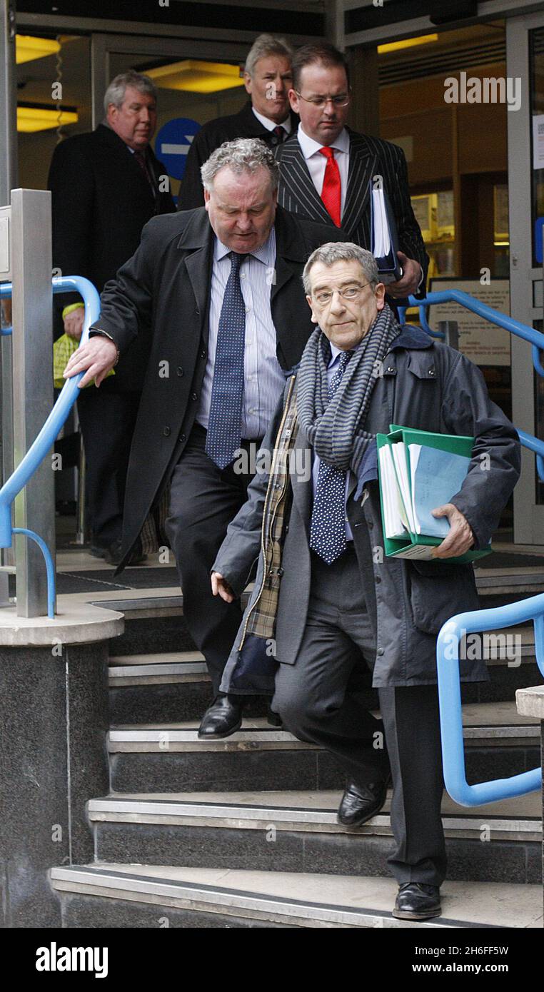All three MPs leaving the court this afternoon(centre) Jim Devine ...