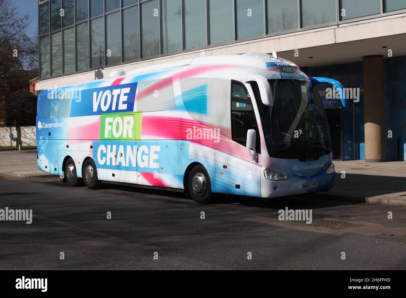 The Conservative bus pictured in Westminster, London Stock Photo - Alamy