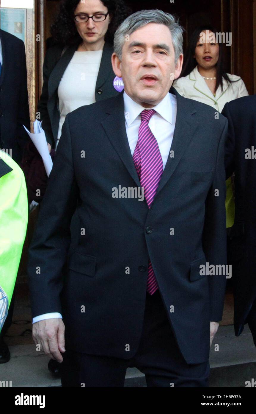 PM Gordon Brown is seen leaving a Citizen UK event held at The ...