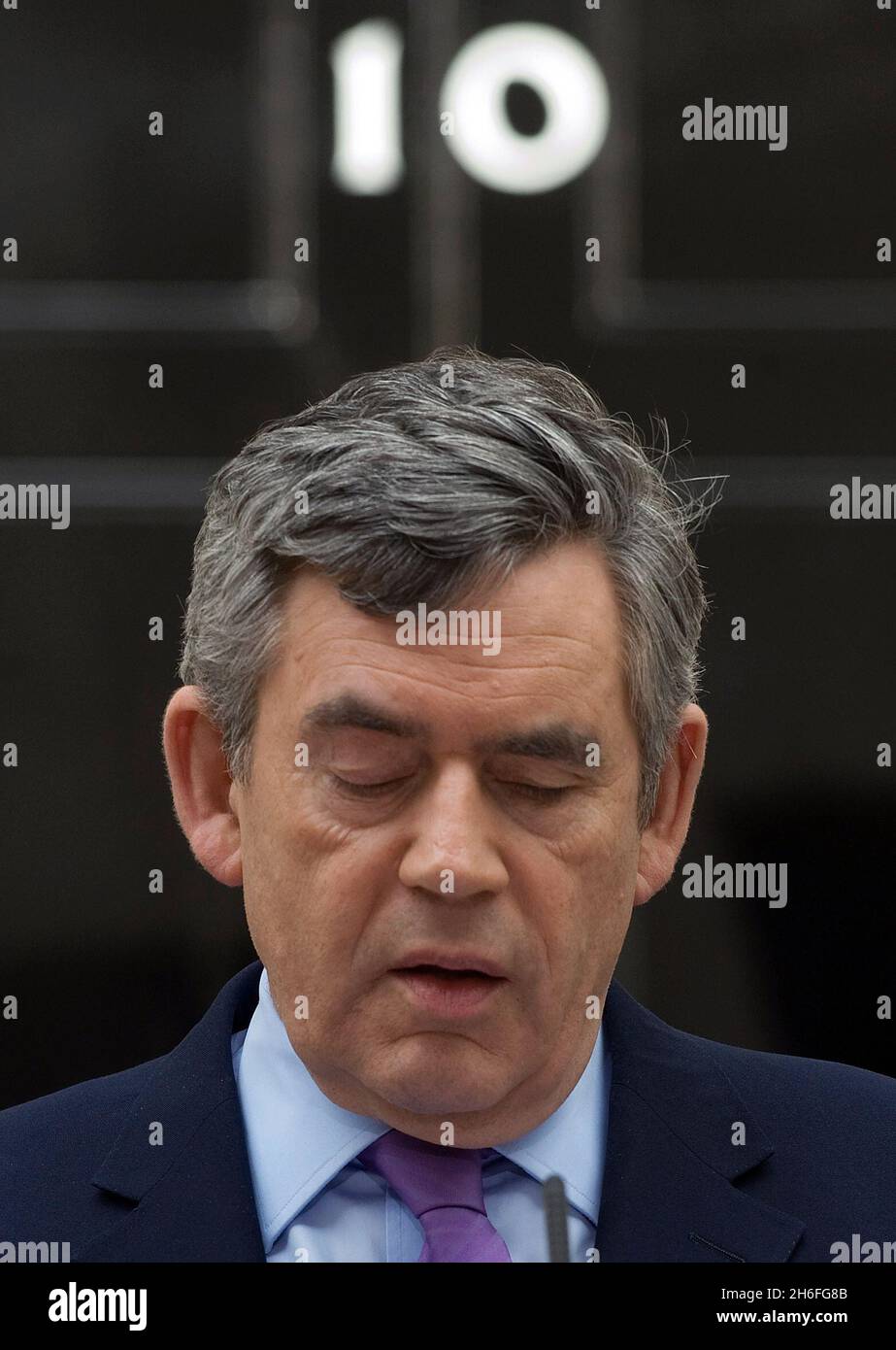 PM Gordon Brown speaks to the media in Downing Street, London Stock ...