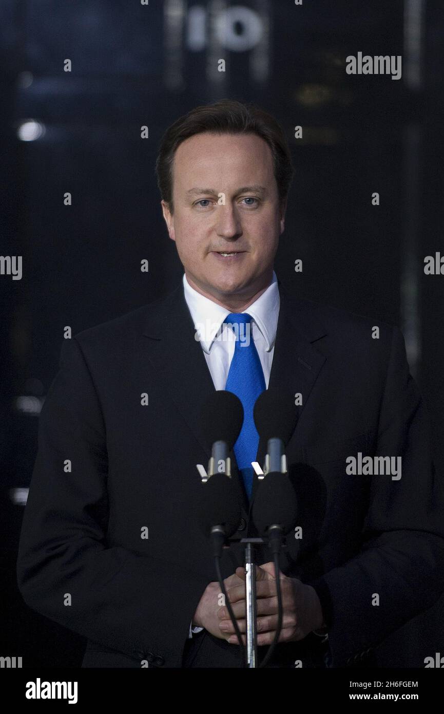The new British PM David Cameron in Downing Street this evening Stock ...