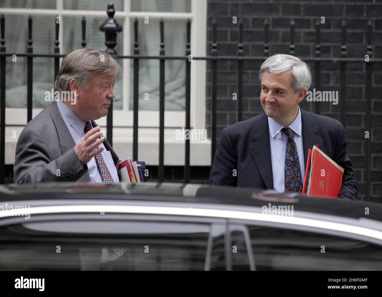Ken Clarke and Chris Huhne pictured in Downing Street today Stock Photo ...