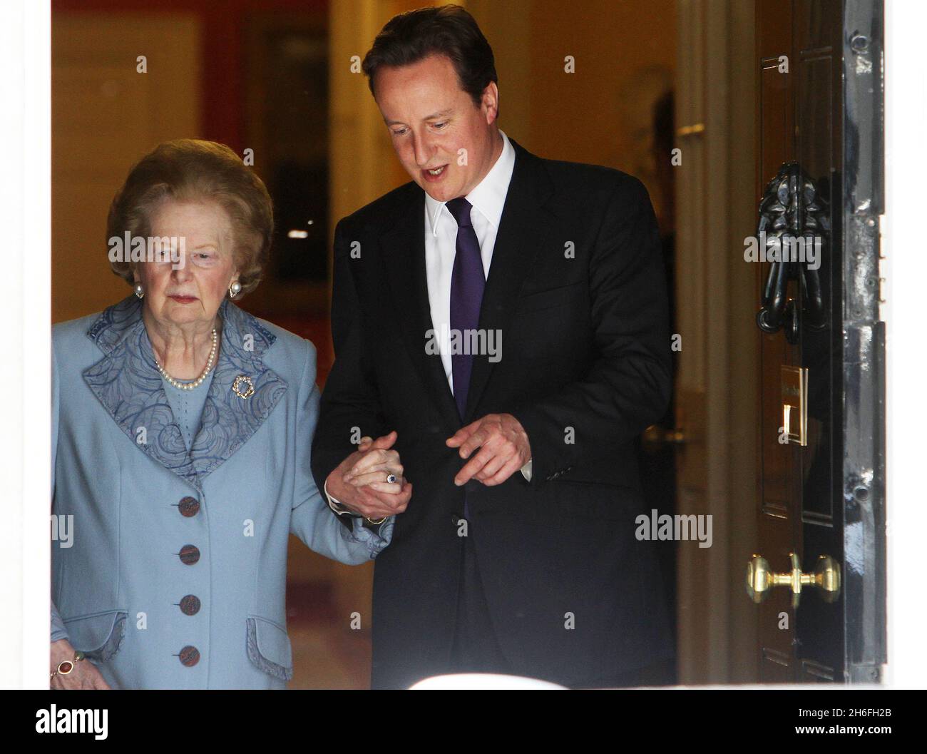 Baroness Thatcher leaves No. 10 Downing Street in London, and is bid ...