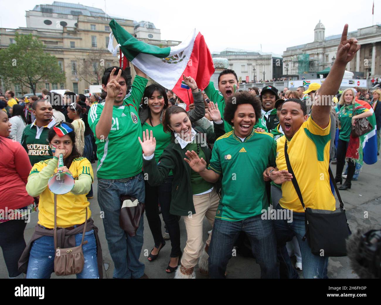 South Africa football fans gathered in London's Trafalgar Square for ...