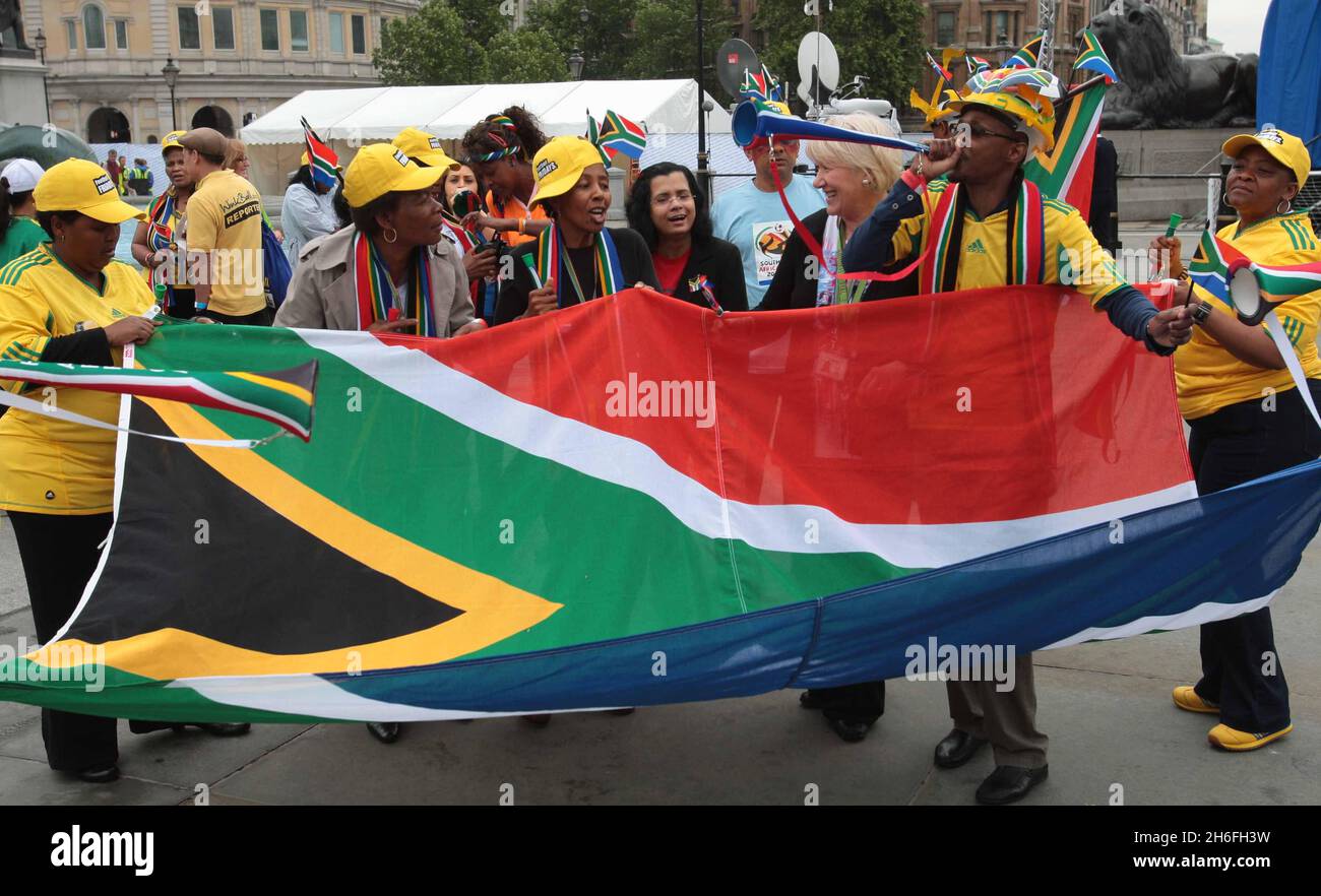 South Africa football fans gathered in London's Trafalgar Square for ...