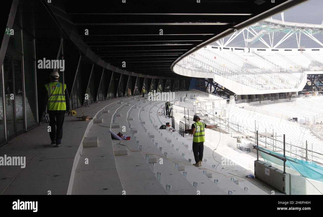 Latest view inside London's Olympic stadium - picture shows work ...