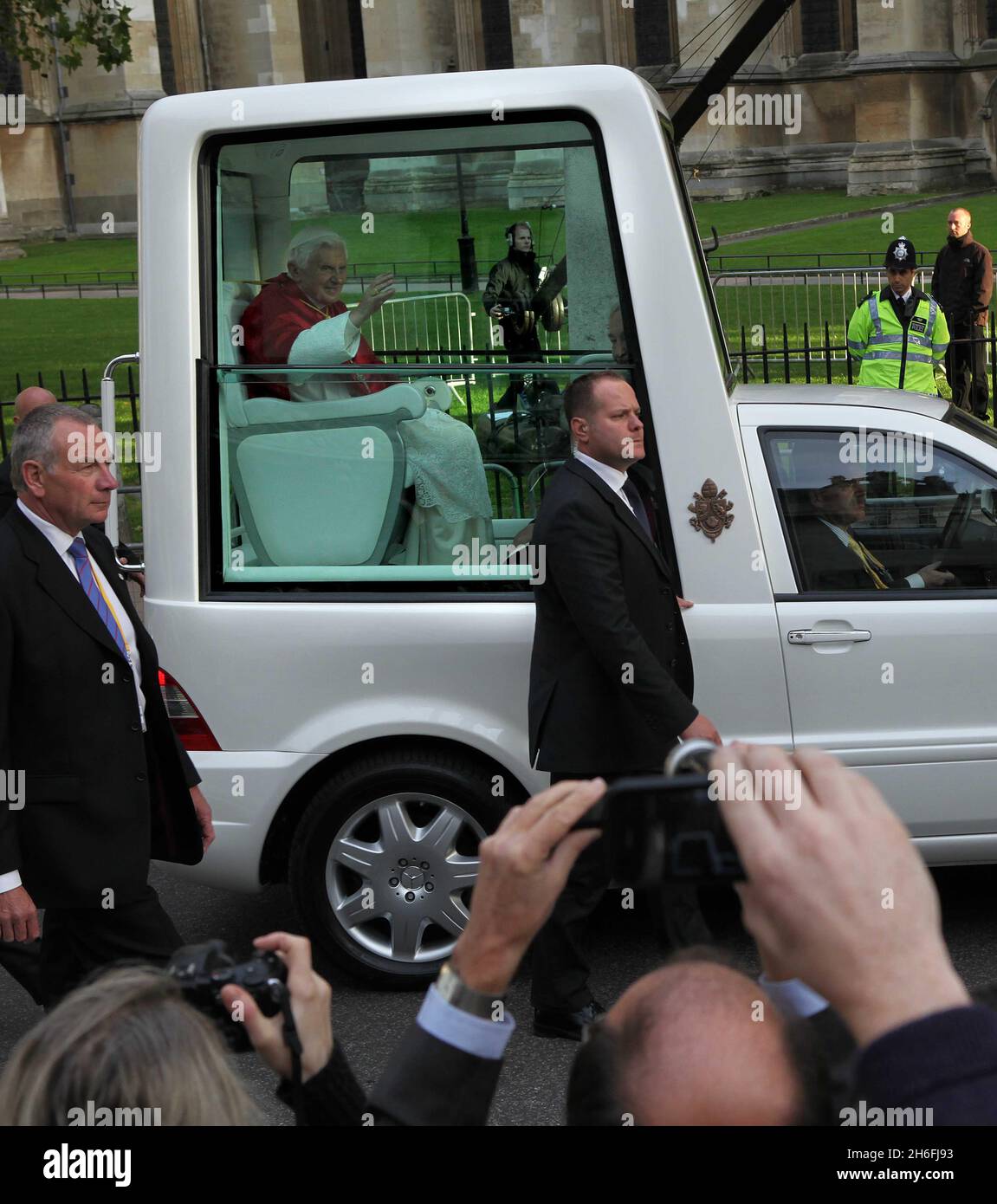 Pope Benedict XVI pictured in Westminster this evening during his four ...