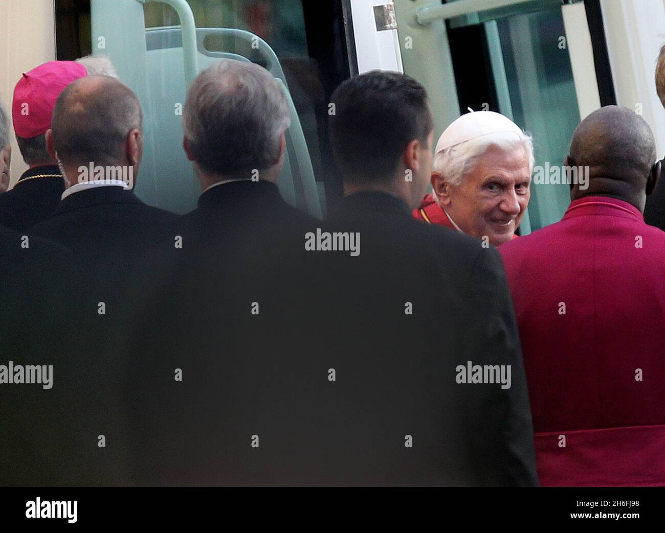 Pope Benedict XVI pictured in Westminster this evening during his four ...