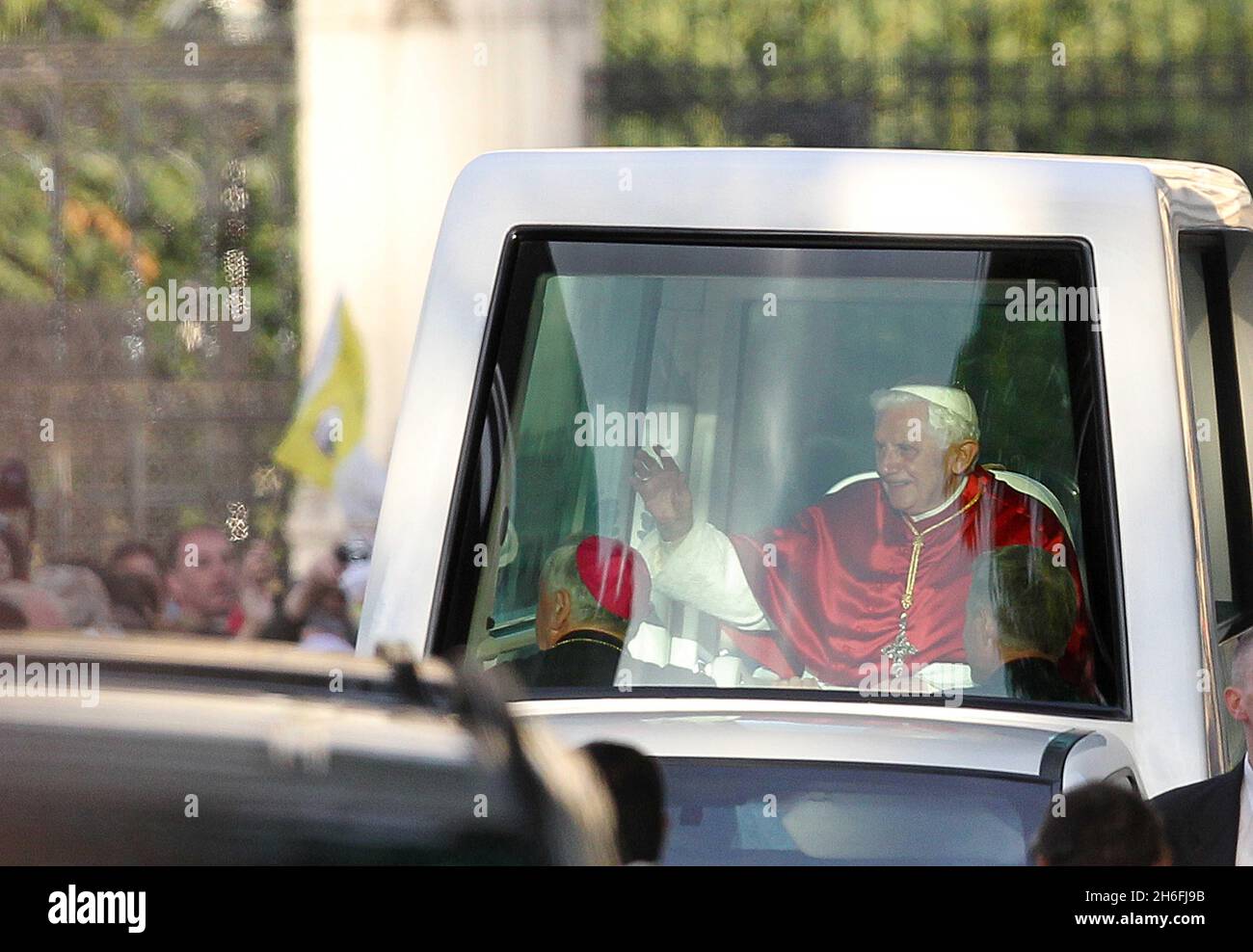 Pope Benedict XVI pictured in Westminster this evening during his four ...