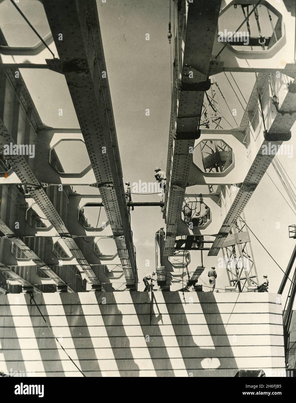 Building a steel bridge, USA 1960s Stock Photo - Alamy