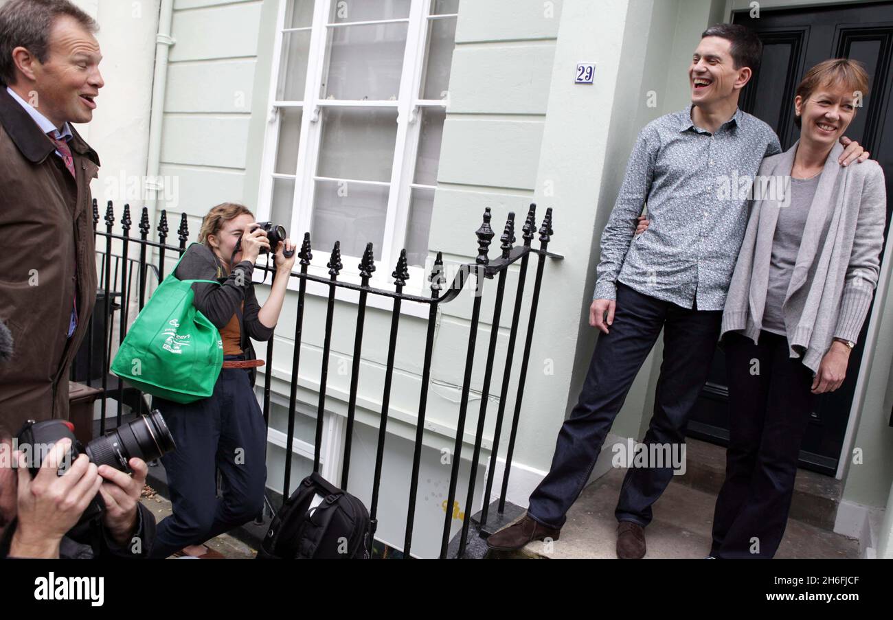David Miliband poses with his wife Louise Shackleton outside their ...