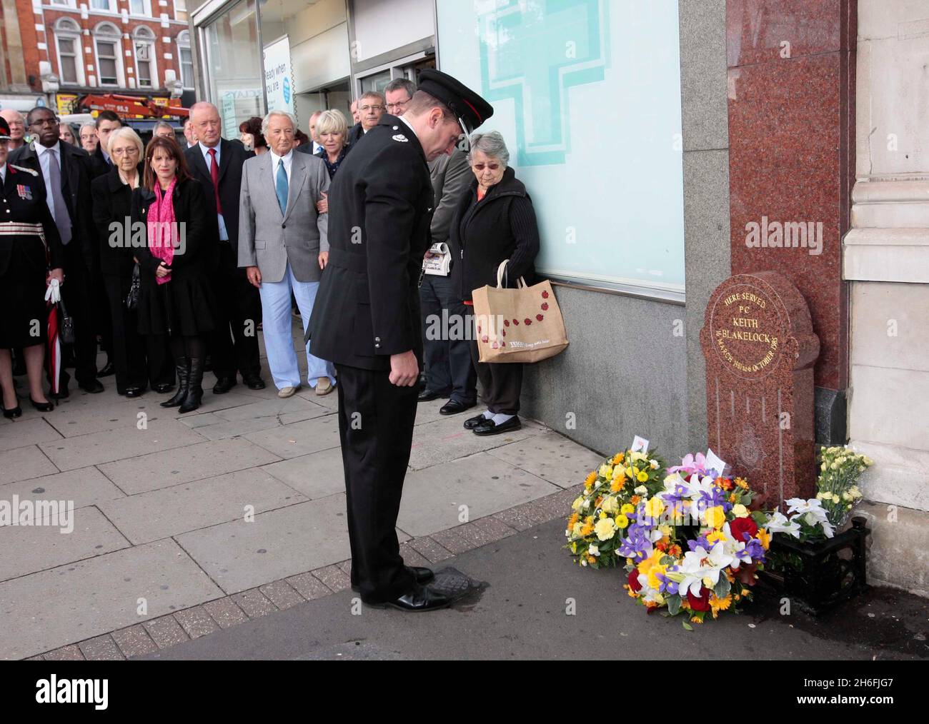 Family, friends and colleagues of PC Blakelock at a service in Muswell ...