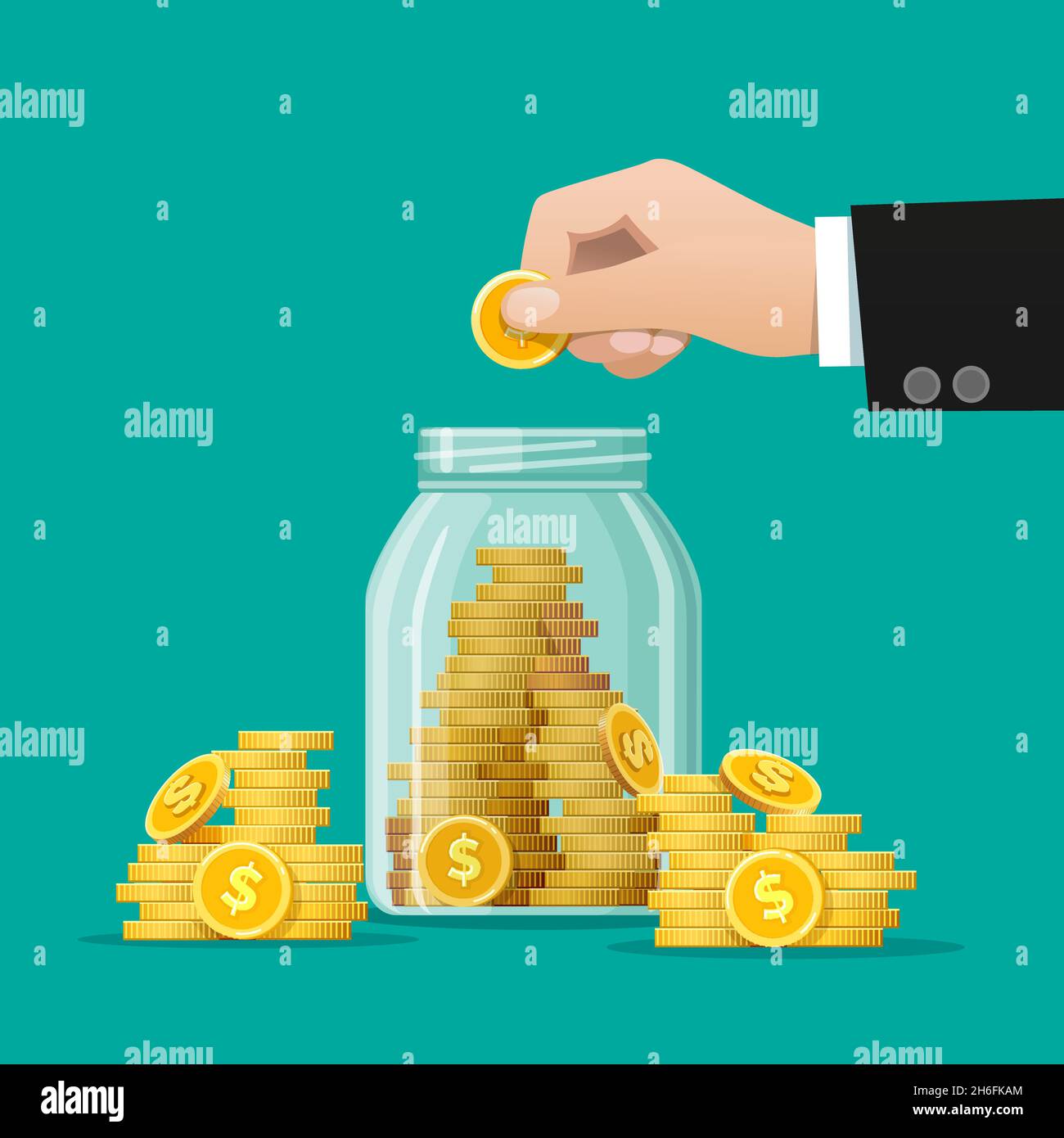 Savings coins bottle Stock Vector Image & Art - Alamy