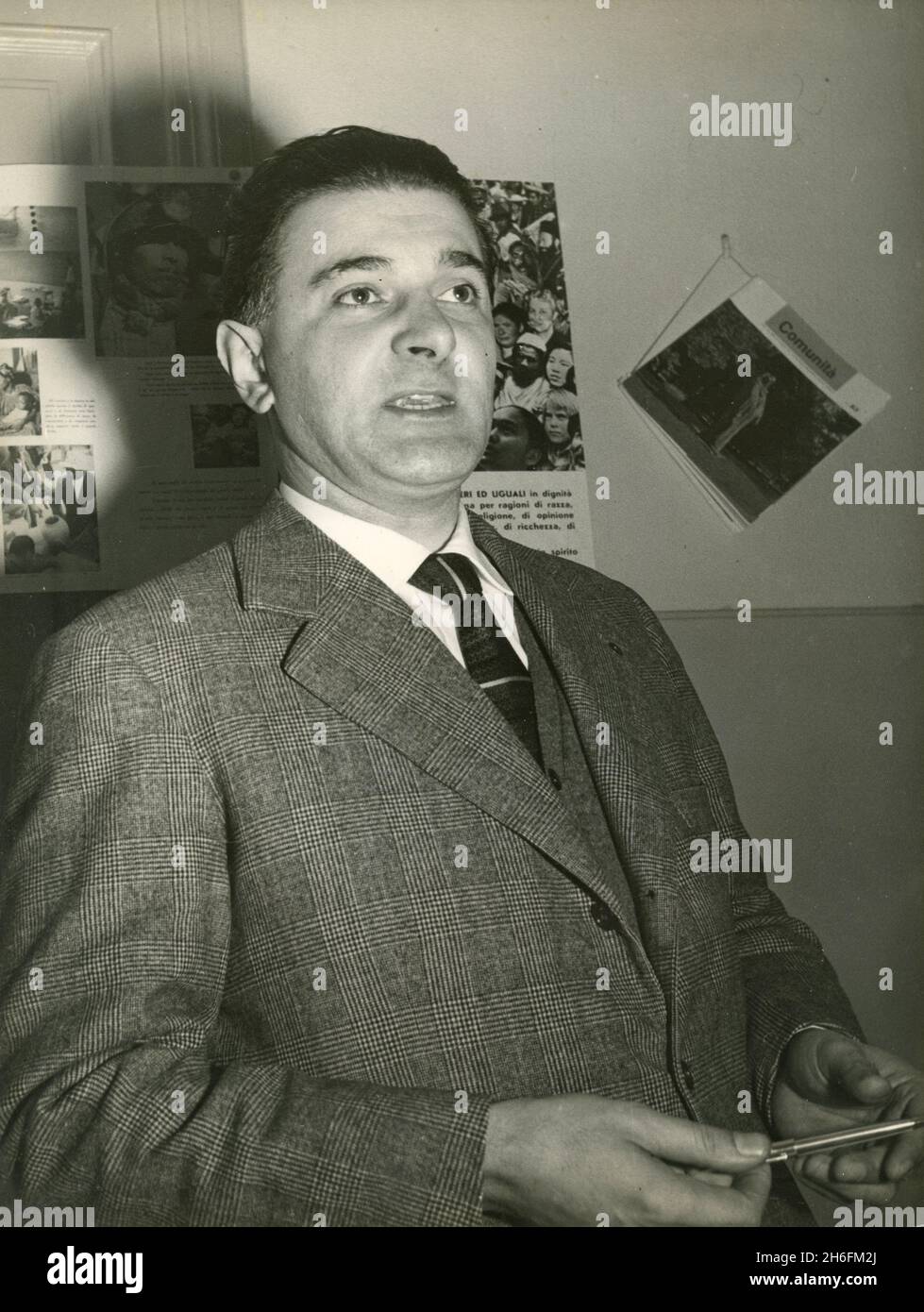 Italian carnic playwright and writer Luigi Candoni, Italy 1950s Stock ...