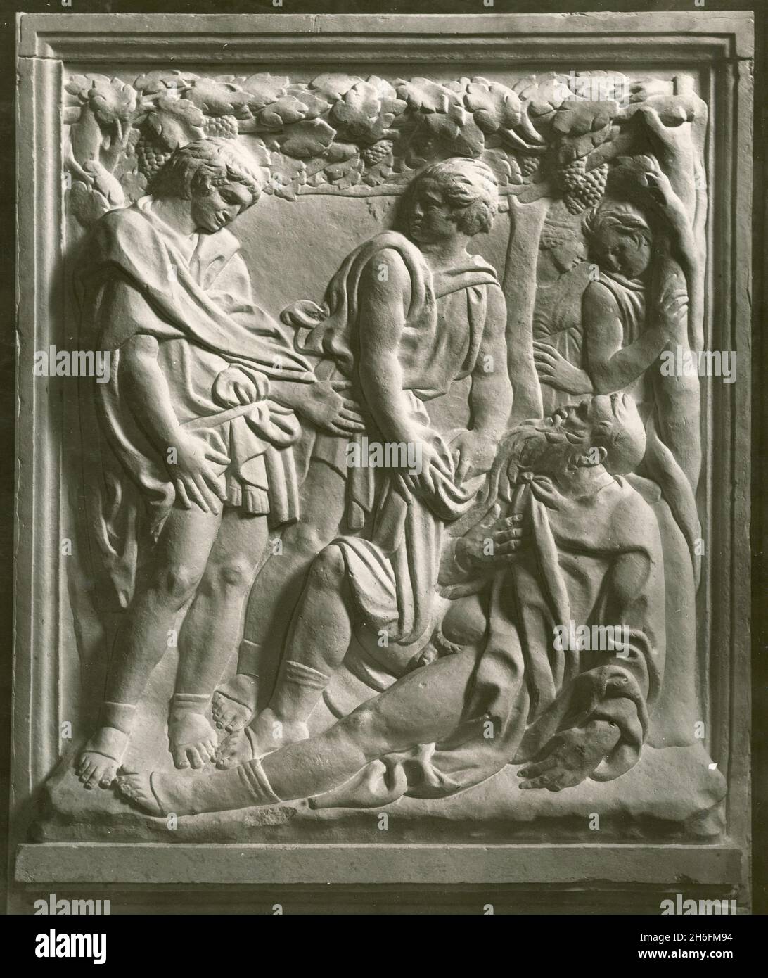 Noah drunk, bas-relief panel by Italian artist Jacopo della Quercia ...