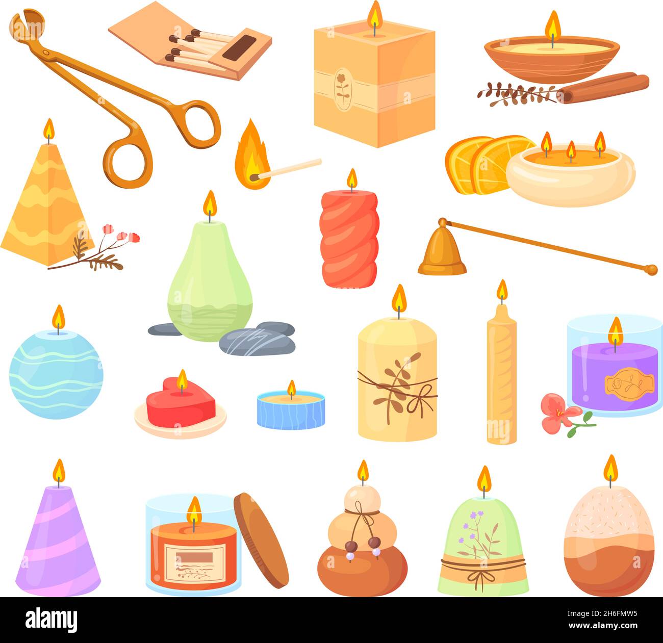 Cartoon aromatic candles. Romantic candle in jar, aroma therapy, home ...