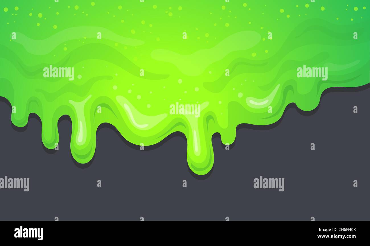 Liquid slime background. Cartoon green drip goo mucus glitter texture ...