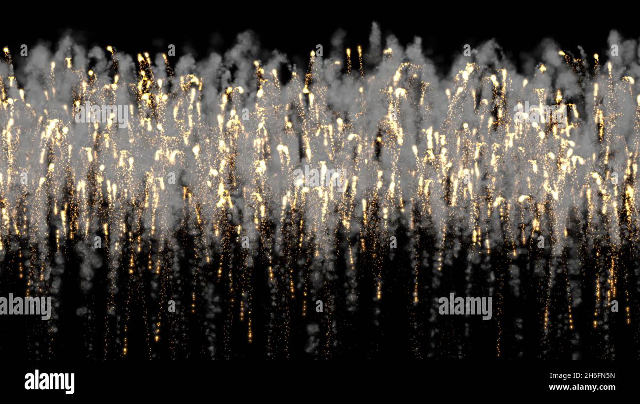3d illustration - Magic Fireworks with particles and sparks on black ...
