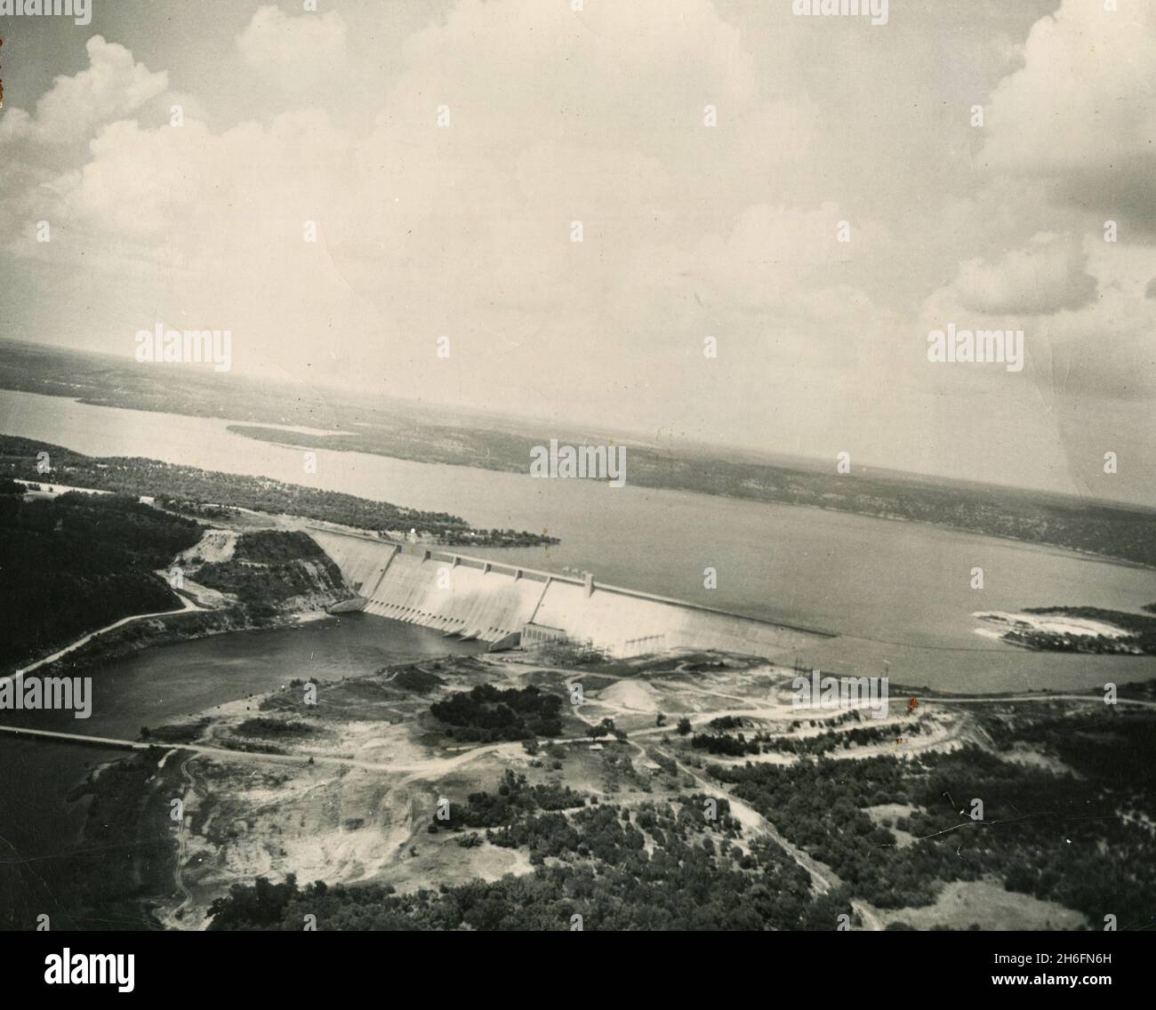 Mansfield (Marshall Ford) Dam on the Colorado River, Texas, USA 1950s ...